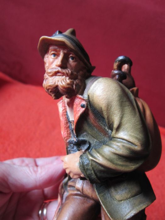 Cadou rar Vanator sculpura lemn superba Tirol/ Dolomiti Alpi anii '80 ...