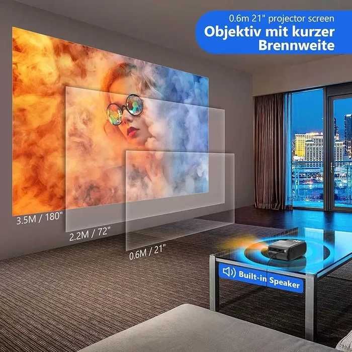 Videoproiector 4K + cadou Ecran de proiectie 16:9 HD 4K,275x156cm ...