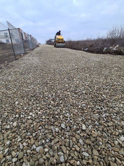 Piatră concasata drum, sort, compactare, cilindru compactor, terasare ...