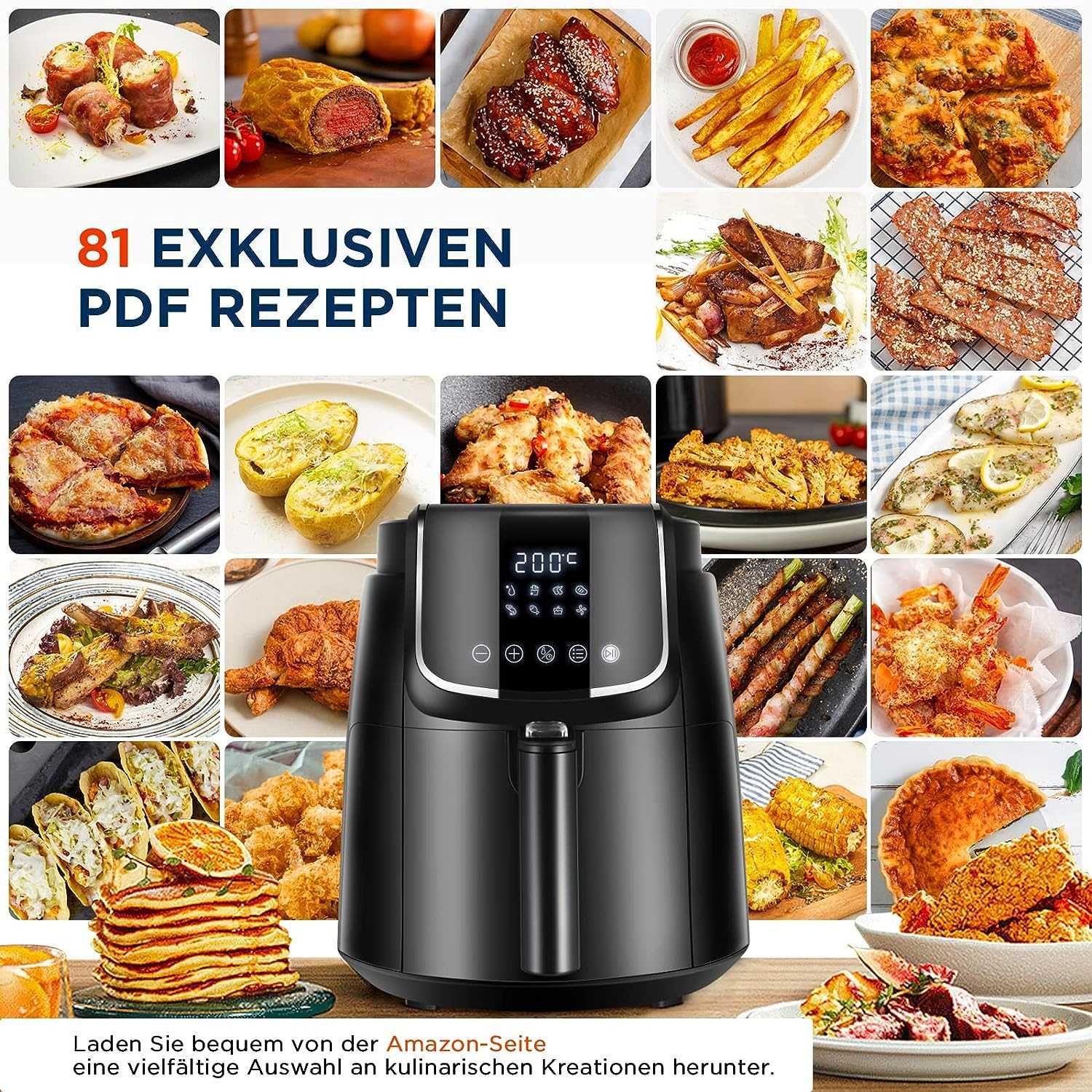 Фритюрник с горещ въздух Midea, 4л., 1500W, 8 програми, 12м.г. НОВО гр ...