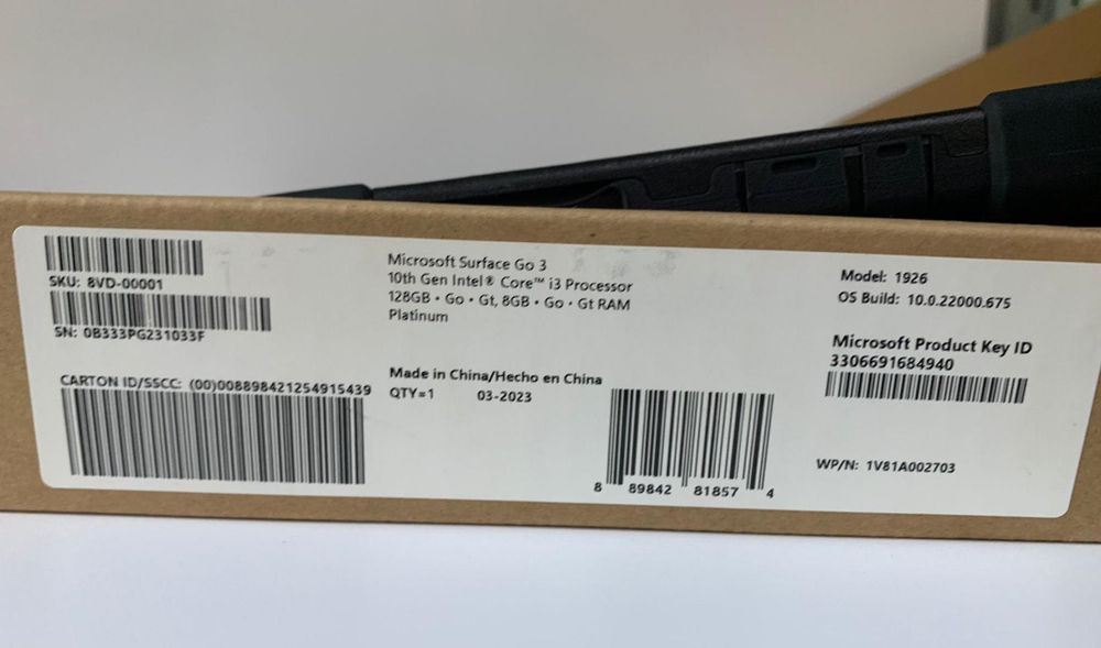 Tableta Microsoft Surface Go 3 10th gen, intel core i3 , Platinum -G ...