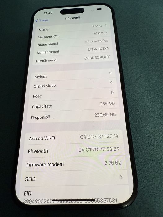 IPhone 15 Pro, Blue, 256GB , utilizat Iasi • OLX.ro