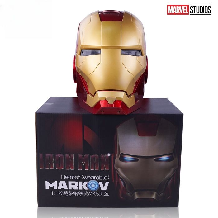 Masca casca Iron Man electrica, ochi luminati, deschidere prin touch ...