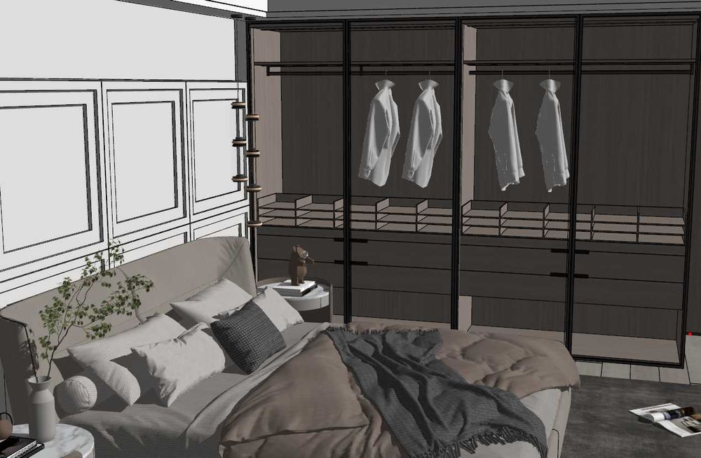 Randare dormitor complet cu dressing skp - sketchup Bucuresti Sectorul ...