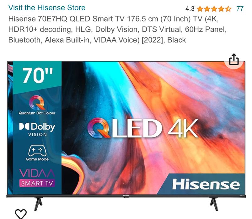 Hisense 70E78HQ LED телевизор 176.5 cm70 Zoll, черен, UltraHD/4K гр. Пловдив Централна гара • OLX.bg