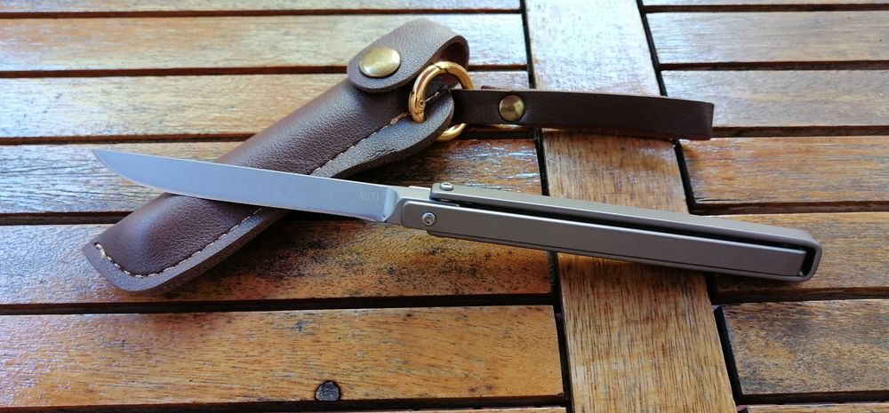 Cutit pliabil EDC lucrat manual M390 vanatoare teaca din piele unicat ...