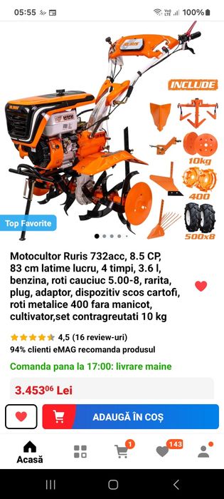 Motocultor (motosapa) RURIS 732ACC, în stare perfectă, nouă. Constanta • OLX.ro