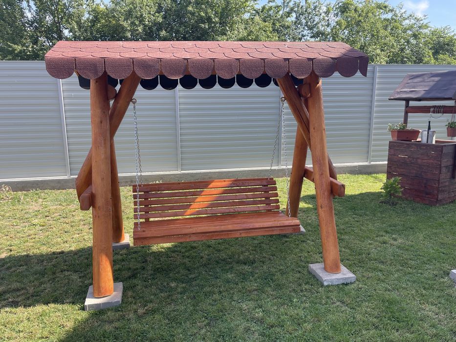 Leagan din lemn / balansoar rustic lemn rotund Pitesti • OLX.ro