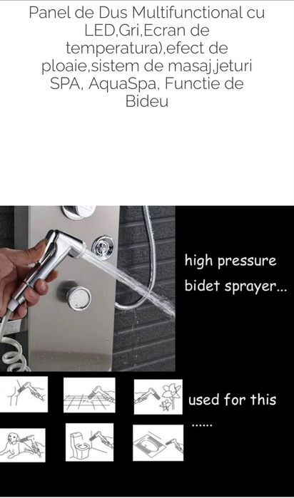 Panou de dus multifuncțional cu LED,masaj si SPA,nou. Sateni • OLX.ro