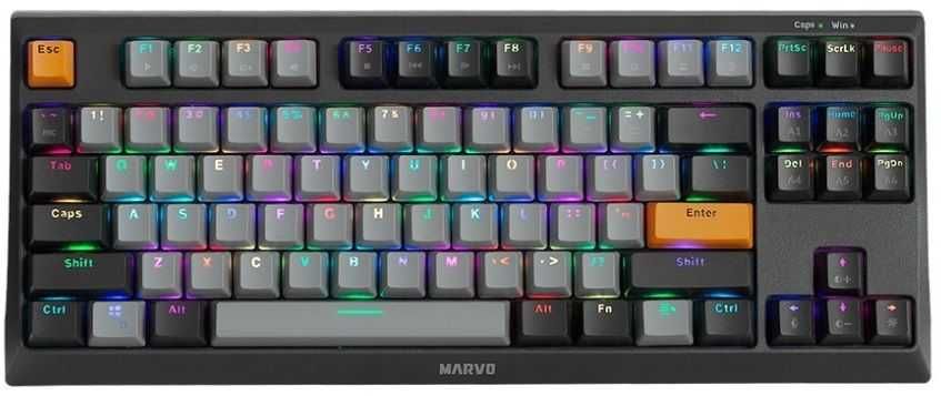 Механична клавиатура Marvo - KG980-B, Blue switches, RGB, черна гр ...