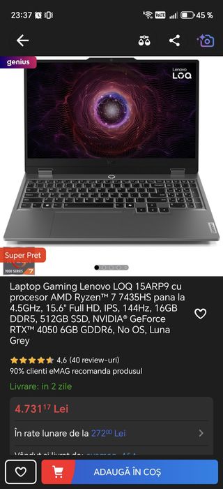 Vând Laptop Gaming in garanție Emag! Bucuresti Sectorul 6 • OLX.ro