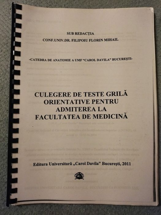 Culegeri admitere medicina -biologie, chimie Bucuresti Sectorul 6 • OLX.ro