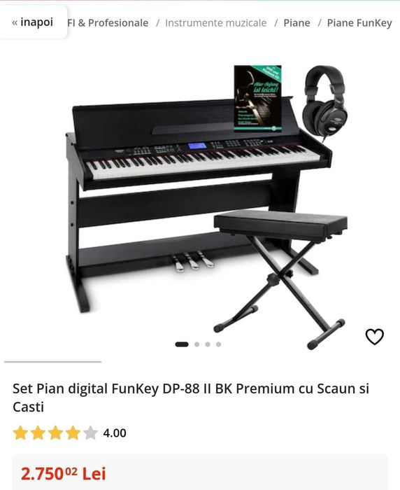 Set Pian digital FunKey DP-88 ll BK Premium cu Scaun si Casti Sibiu • OLX.ro