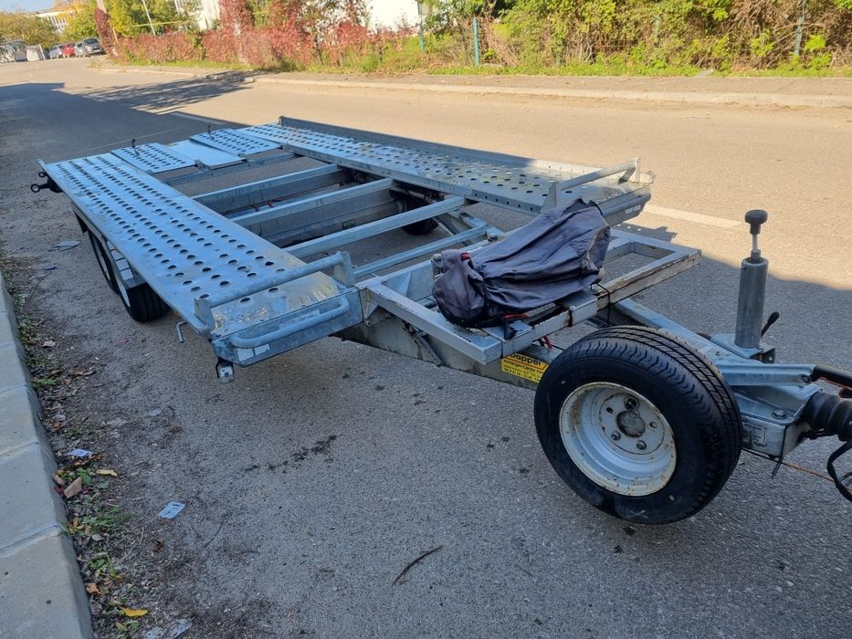 Remorca platforma transport auto Pongratz 2 axe Troliu electric 4.10m ...