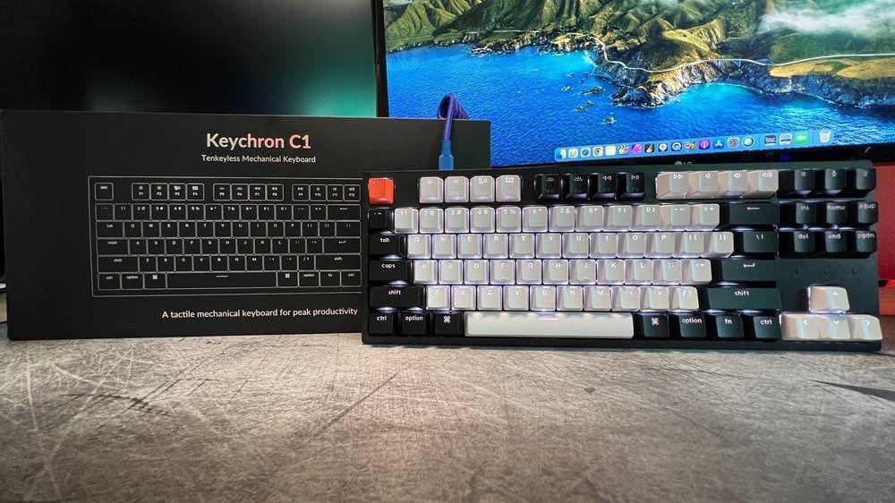 Механична клавиатура Keychron - C1 TKL, G Pro Blue, RGB, черна гр ...
