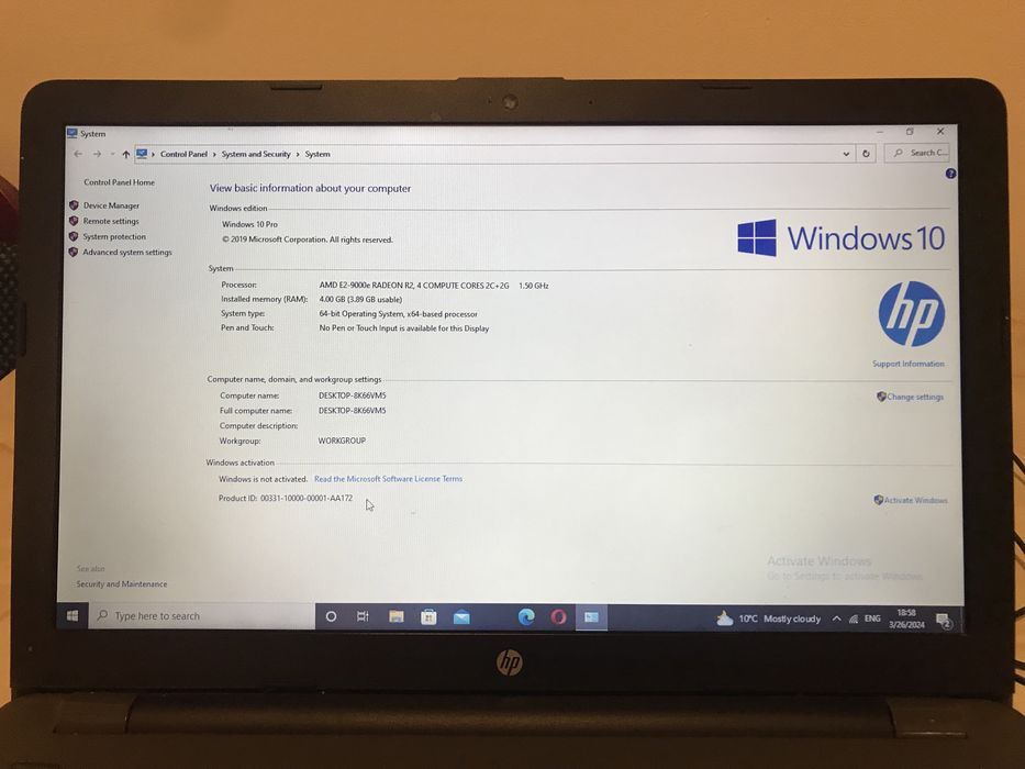 Laptop HP amd e2-9000e radeon r2 4 compute cores 2c+2g Piatra Neamt ...