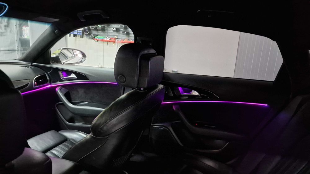 Retapitare plafon Range Rover textil/alcantara gri/negru/bej + lumini ...