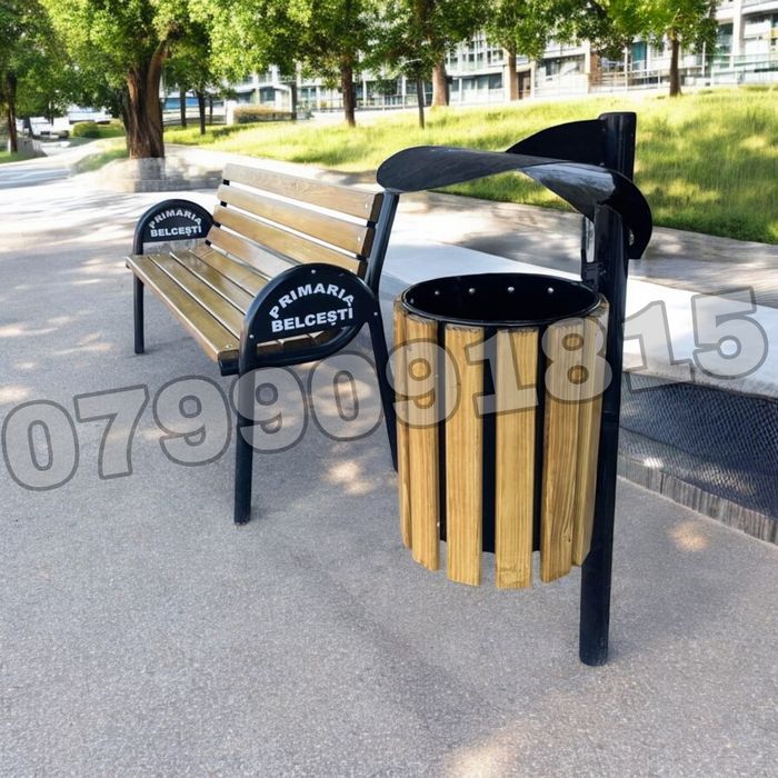 Set banca & cos de gunoi pentru PARC / GRADINA ( spatiu verde ...