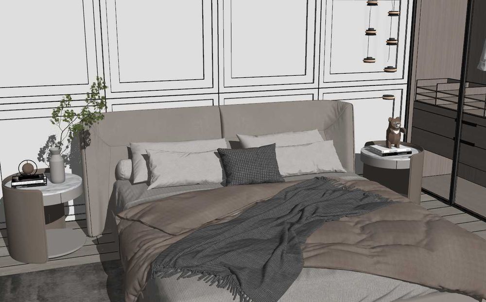 Randare dormitor complet cu dressing skp - sketchup Bucuresti Sectorul ...