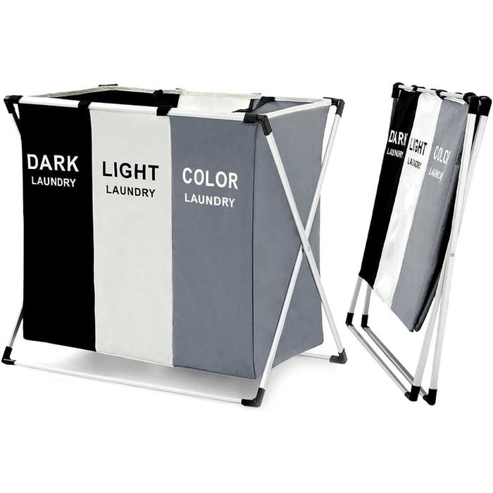 Cos de rufe cu 3 compartimente, pliabil, 135l, material Oxford 600D ...