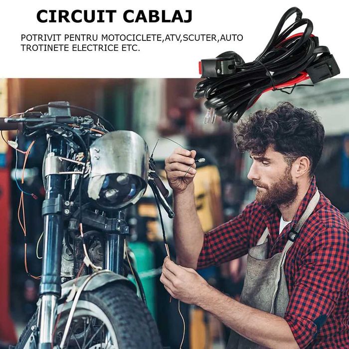 Kit Cablaj cu releu, siguranta si buton on/off pentru proiectoare ...