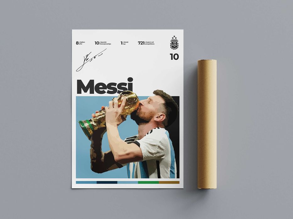 Poster ilustratie Lionel Messi, AFA/FC Barcelona. Cadou pentru fani ...
