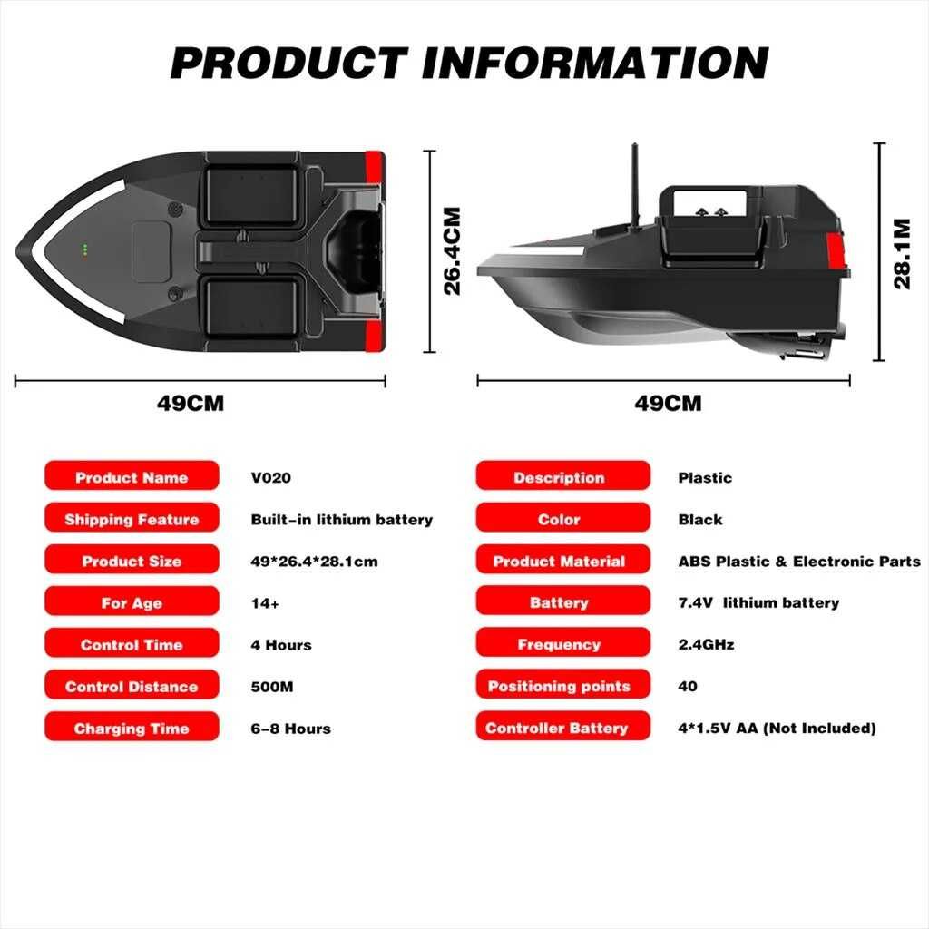 Прикормочный кораблик Flytec V020 GPS 40 точек прикормки wi-fi 500м ...