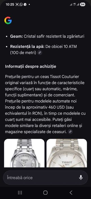 Vand ceas de dama automatic (Powermatic 80) Tissot Couturier Buzau • OLX.ro