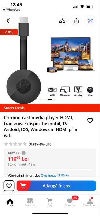Chromecast Hdmi Mirrorscreen Streaming Floresti • OLX.ro