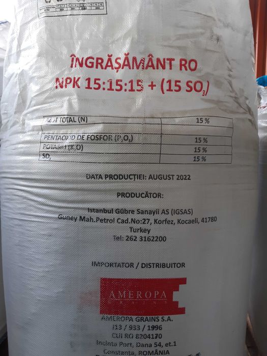 Ingrasaminte chimice Nitrocalcar Azotat de Amoniu Complex NPK 15 15 15 ...