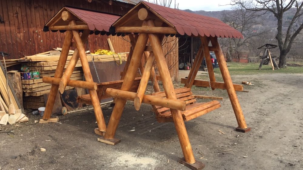 Leagan din lemn / balansoar rustic lemn rotund Pitesti • OLX.ro