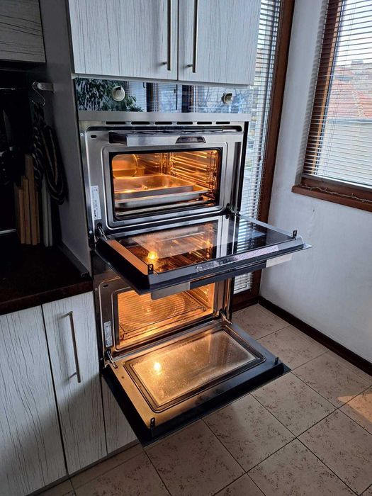 Микровълнова печка SMEG SC45MC2 и парна фурна SMEG SC45V2 за вграждане ...