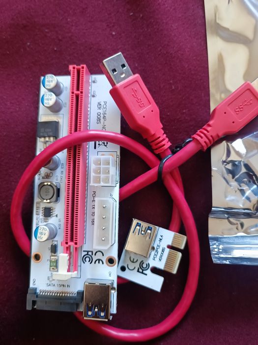 PCI Express PCI-e 1X to 16X Mining Riser Card Cable, USB 3.0 гр. София ...