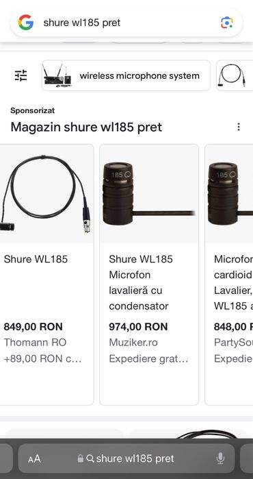 Vand Lavaliera Shure WL185 noua (microfon condenser cardioid) Bucuresti Sectorul 4 • OLX.ro