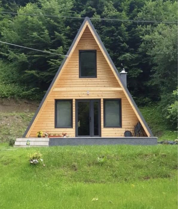 Cabane tip A frame din lemn terasa foișoare Mioveni • OLX.ro