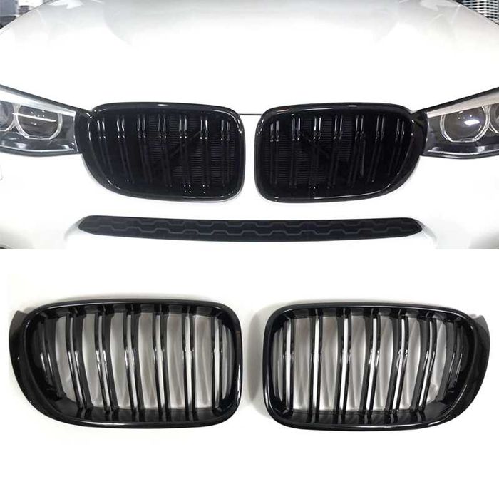 Grile Nari Duble M Design BMW X3 X4 F25 F26 Negru Lucios Facelift ...