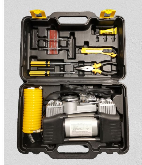 Compresor pentru umflat roti 2 cilindri +accesorii/ KIT PANA Brasov ...