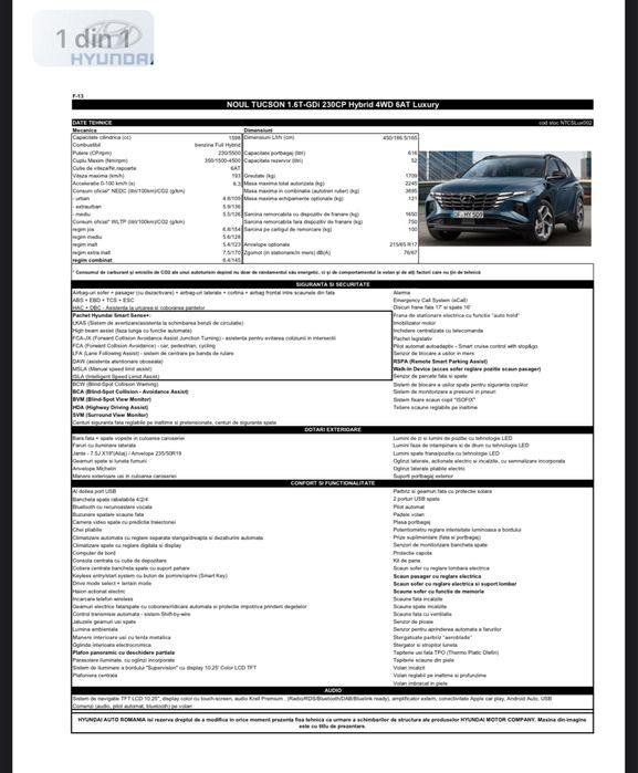 Vand sau cedez leasing Hyindai Tucson Hybrid Echipare Luxury! Craiova ...
