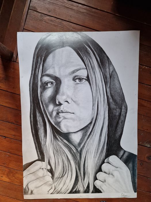 Portret în creion Simona Halep 100x70cm Bran • OLX.ro