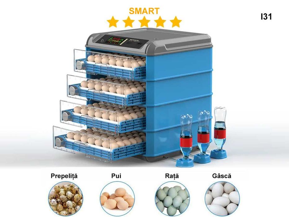 Incubator Automat 256 Ouă pui Clocitoare rata gisca Eclozator Еtaje 4 ...