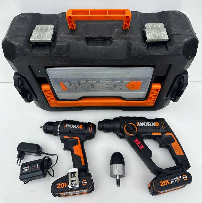 Worx WX390 Акумулаторен перфоратор и Worx WX100 Акумулаторен винтоверт ...