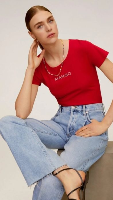 Червена дамска тениска Mango m-l гр. Бургас Център • OLX.bg
