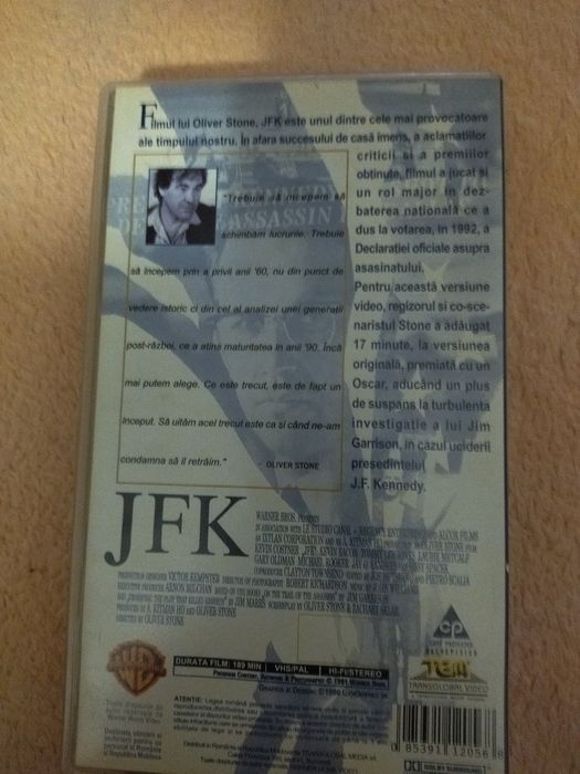 Caseta video VHS :"JFK"(film) Bucuresti Sectorul 5 • OLX.ro