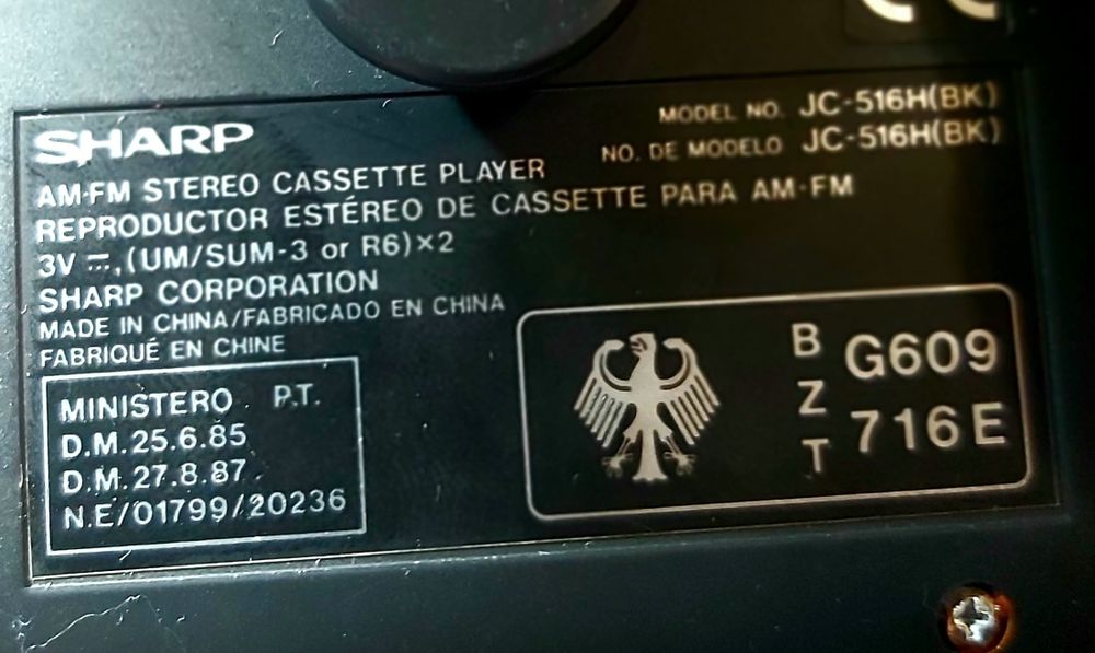 Casetofon portabil Walkman SHARP JC-516H(BK) - Auto Reverse & Graphic ...