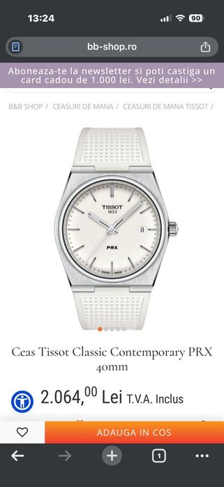 Vand ceas Tissot PRX White nou Vanju Mare • OLX.ro
