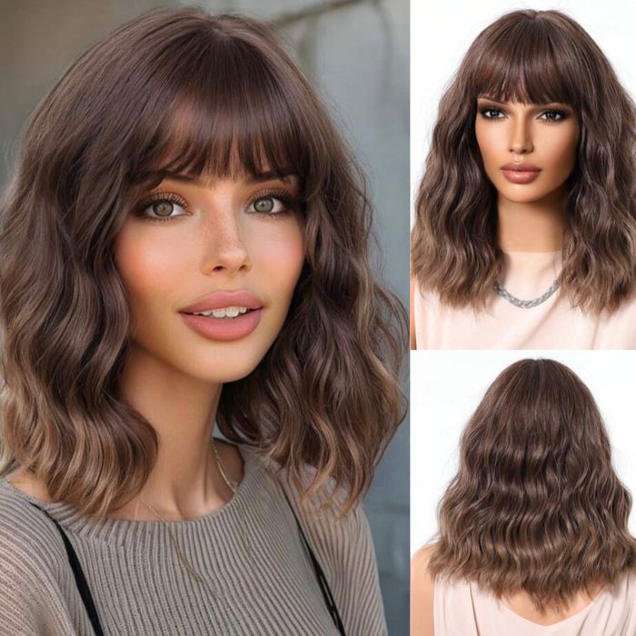 Peruca M10 Satena Castanie Bob Ondulata Creata cu Breton Cluj-Napoca ...