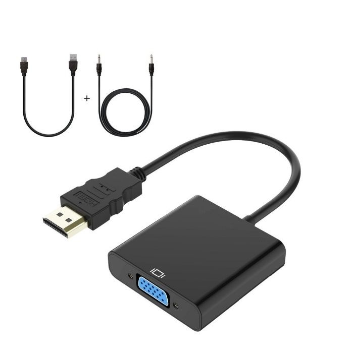 Adaptor convertor HDMI la VGA + cablu audio + alimentare PC XBOX PS4 ...