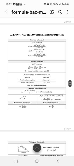 Formule bac matematica PDF Alexandria • OLX.ro
