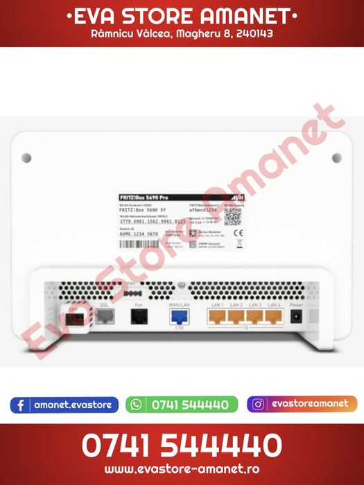 Router/Modem Wireless AVM FRITZ!Box 5690 Pro WiFi 7 Tri Band Fibra si ...