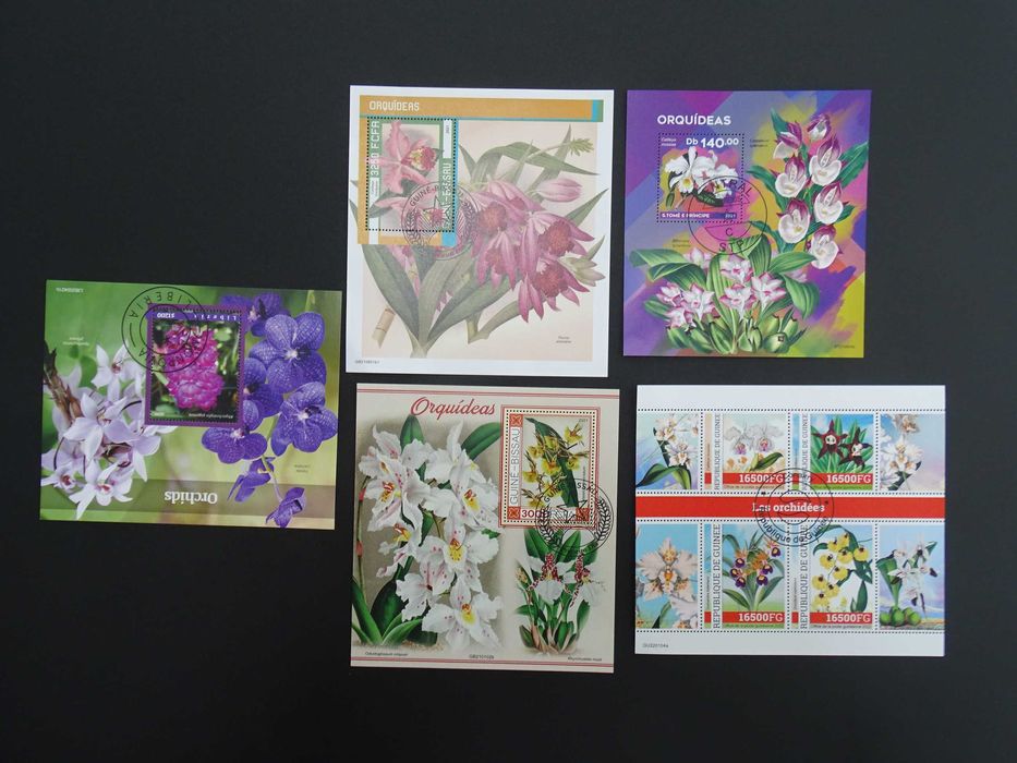 50 colite stampilate , timbre tematice Flori/Ciuperci (Lot 3056 ...